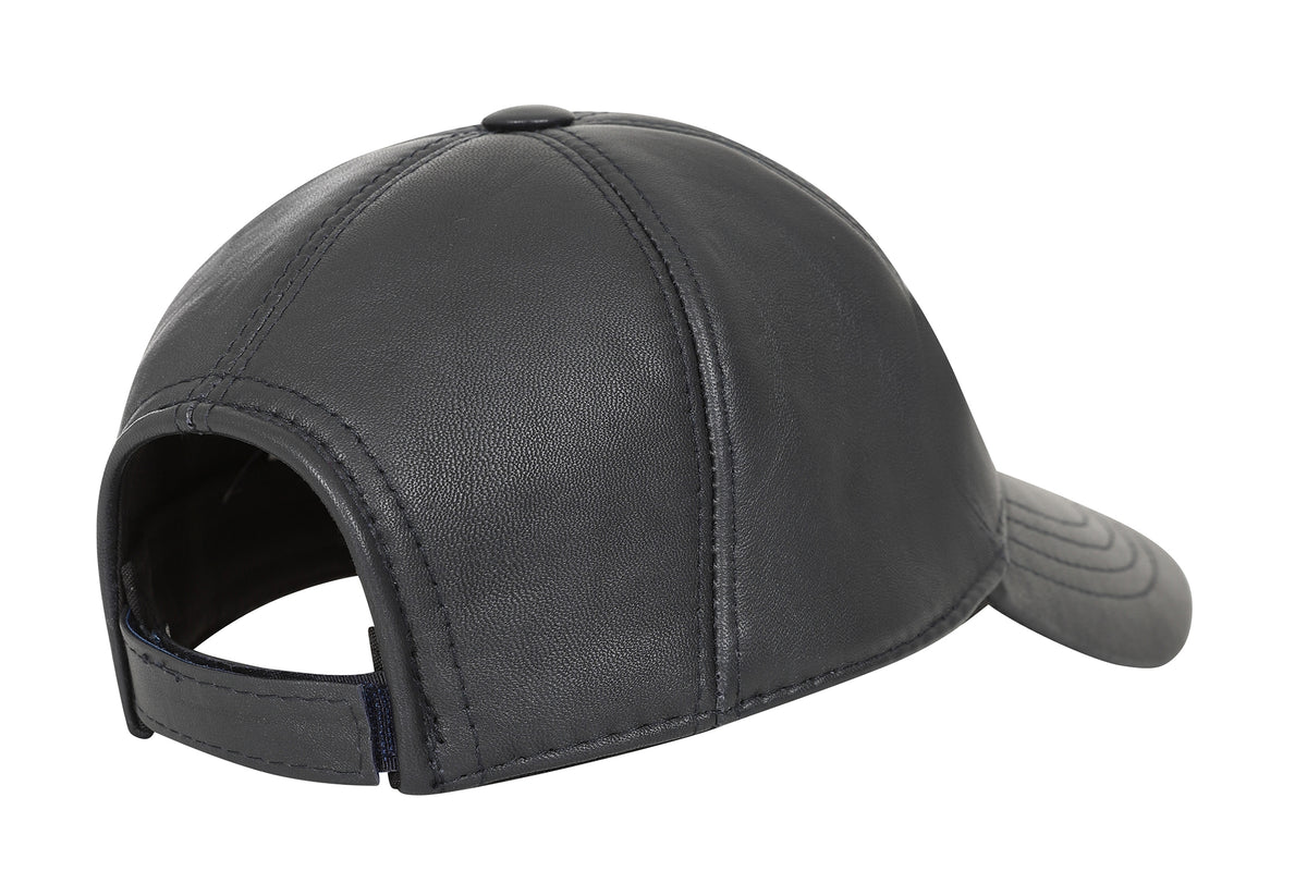Genuine Blue Grey Leather Baseball Cap - Curve Peak | LLD Original ...