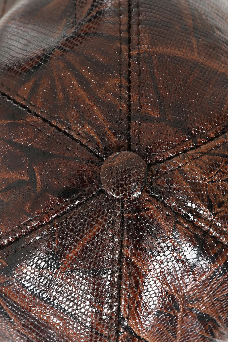 Genuine Brown Leather Snake Skin Style Cap - Curve Peak | LLD Original ...