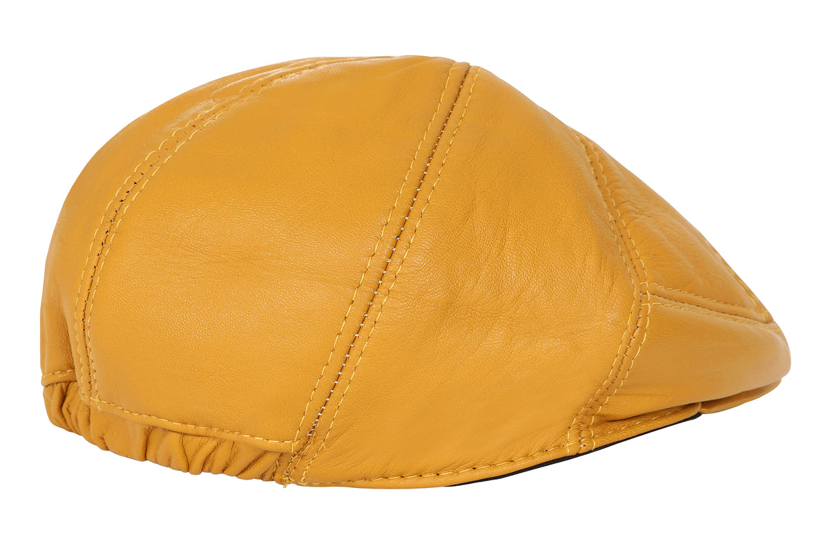 Genuine Mustard Leather London Flat Cap - Timeless Style – London ...