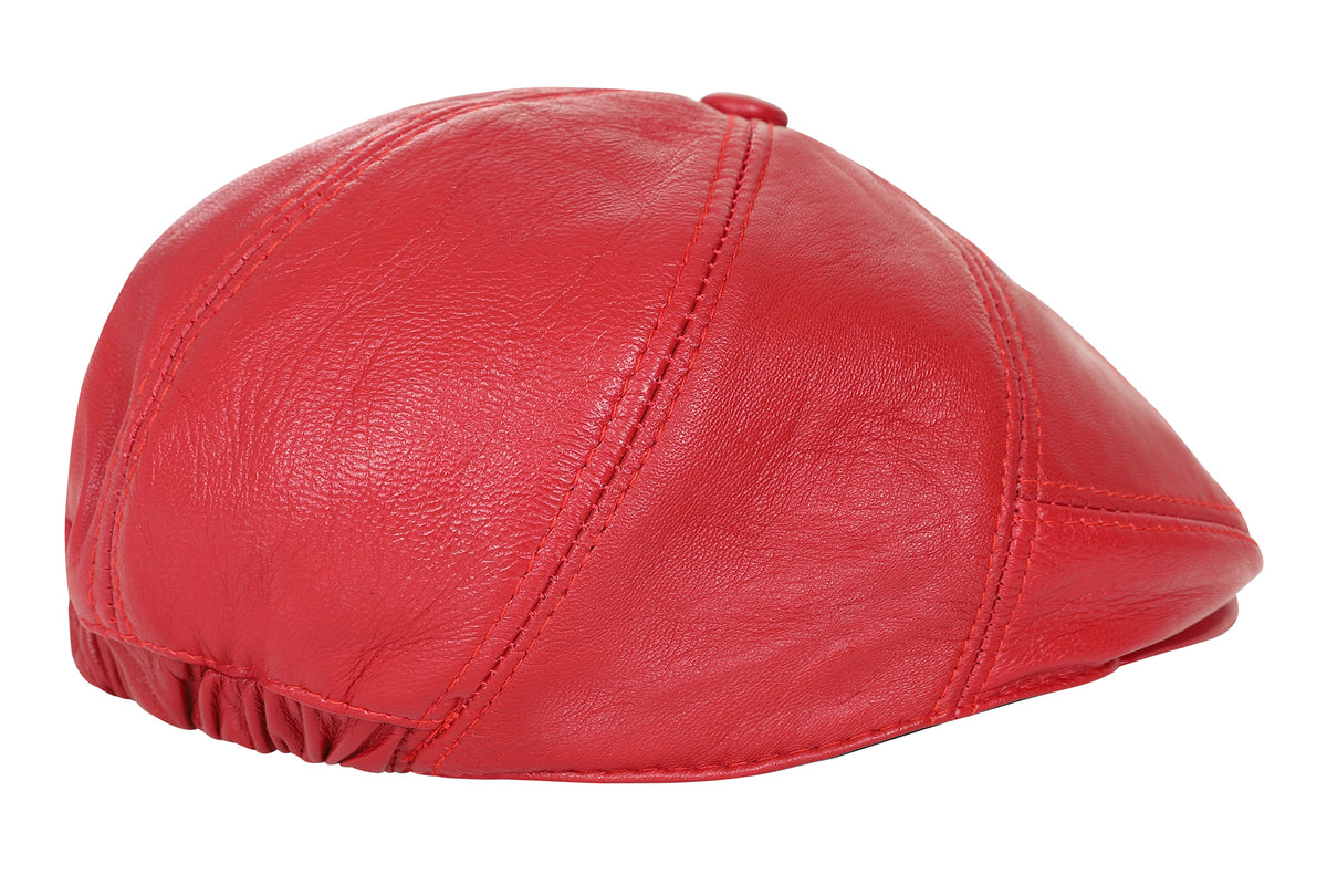 Genuine Dark Red Leather London Flat Cap - Timeless Style – London ...