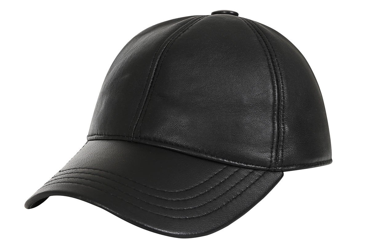 Genuine Black Leather Baseball Cap - Curve Peak | LLD Original – London ...