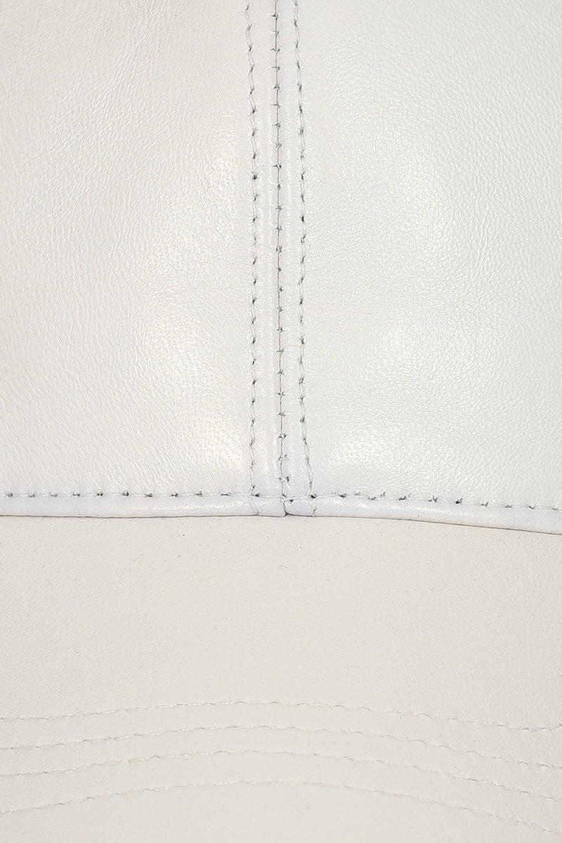 Genuine White Leather Baseball Cap - Curve Peak | LLD Original – London ...